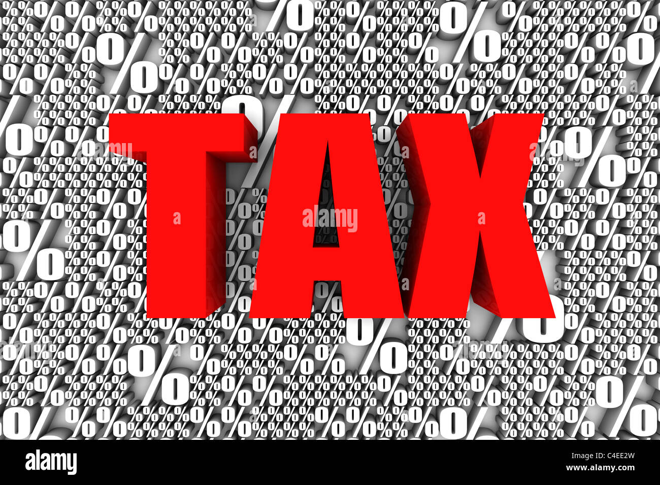 "TAX" 3D text surrounded by percentage sign symbol. Part of a series ...