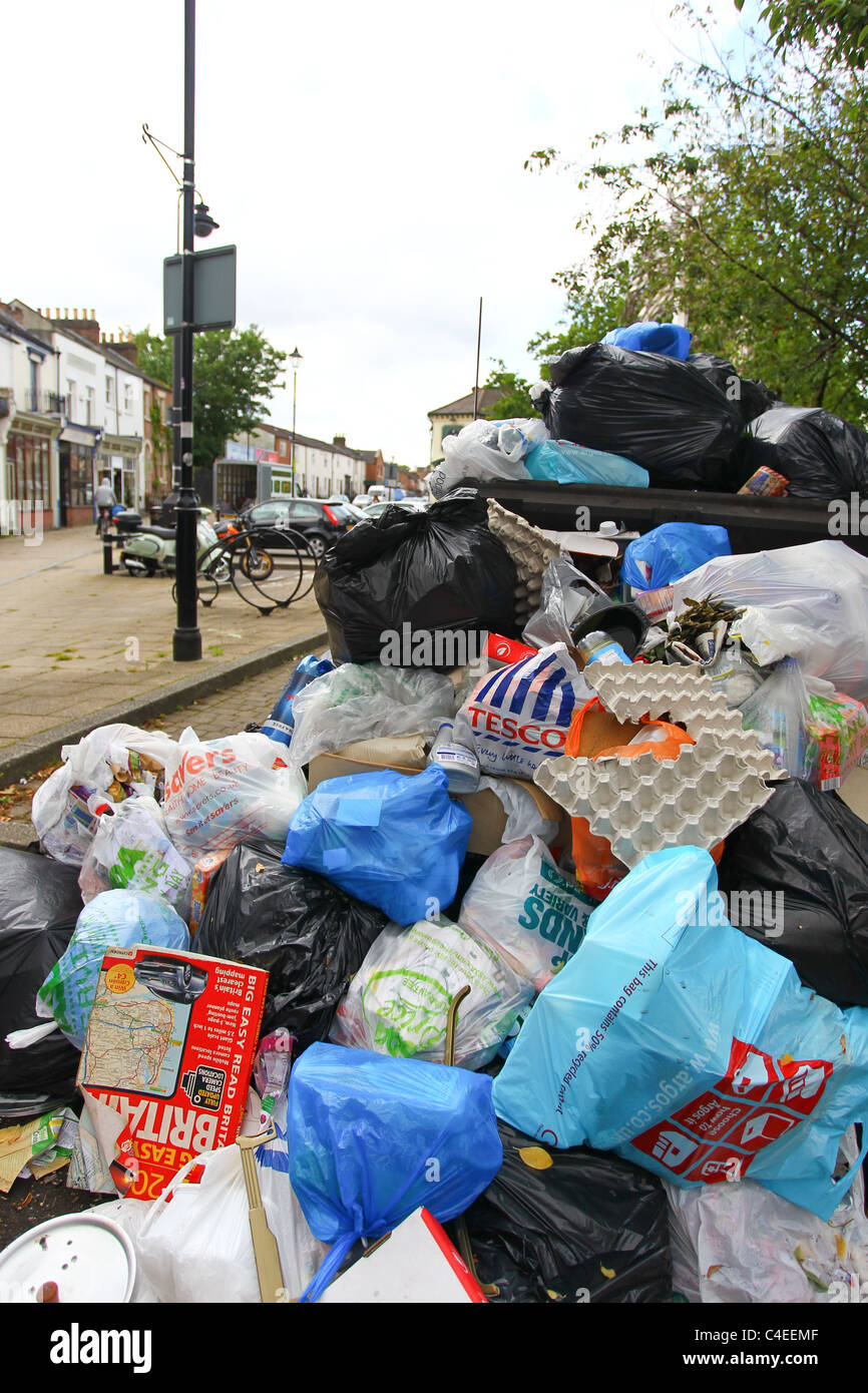 Rubbish litter waste trash in the street following strike by collectors ...