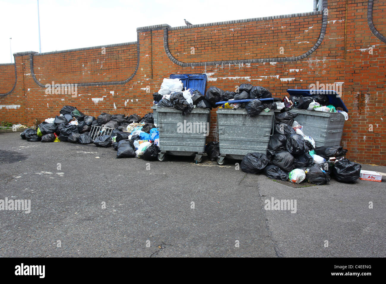 Rubbish litter waste trash in the street following strike by collectors ...