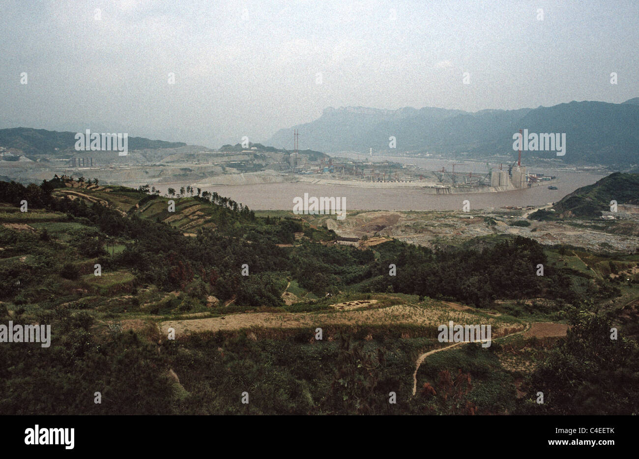 Three Gorges Dam project at River YangZi, Sandouping, near Yichang ...