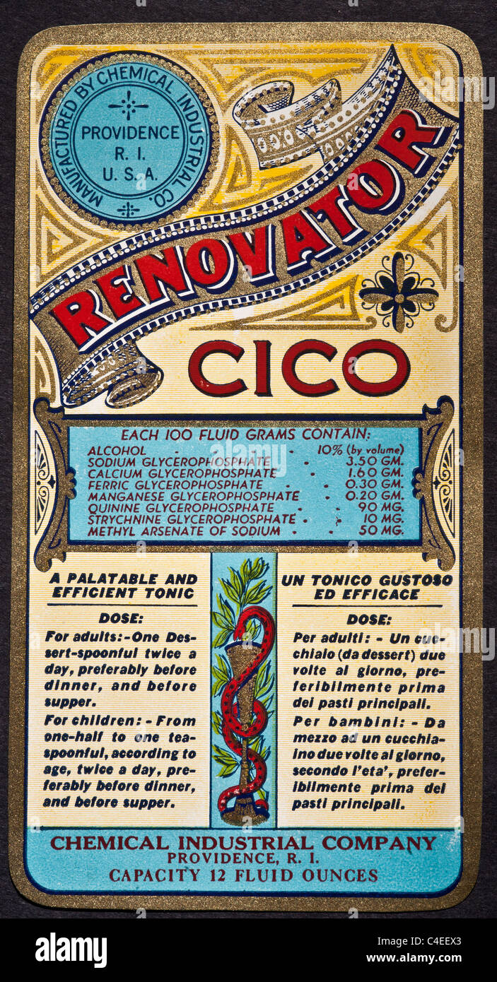 Antique prescription drug label Stock Photo - Alamy