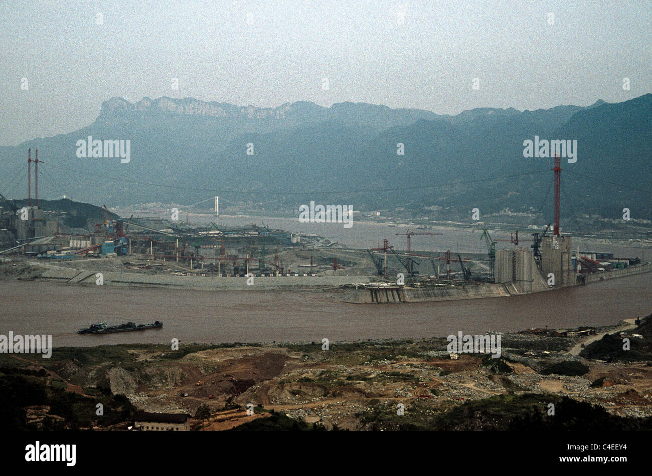 Three Gorges Dam project at River YangZi, Sandouping, near Yichang ...