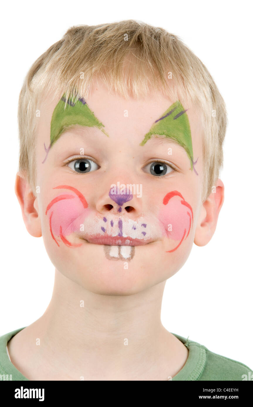 Child with his face painted as a rabbit Stock Photo - Alamy