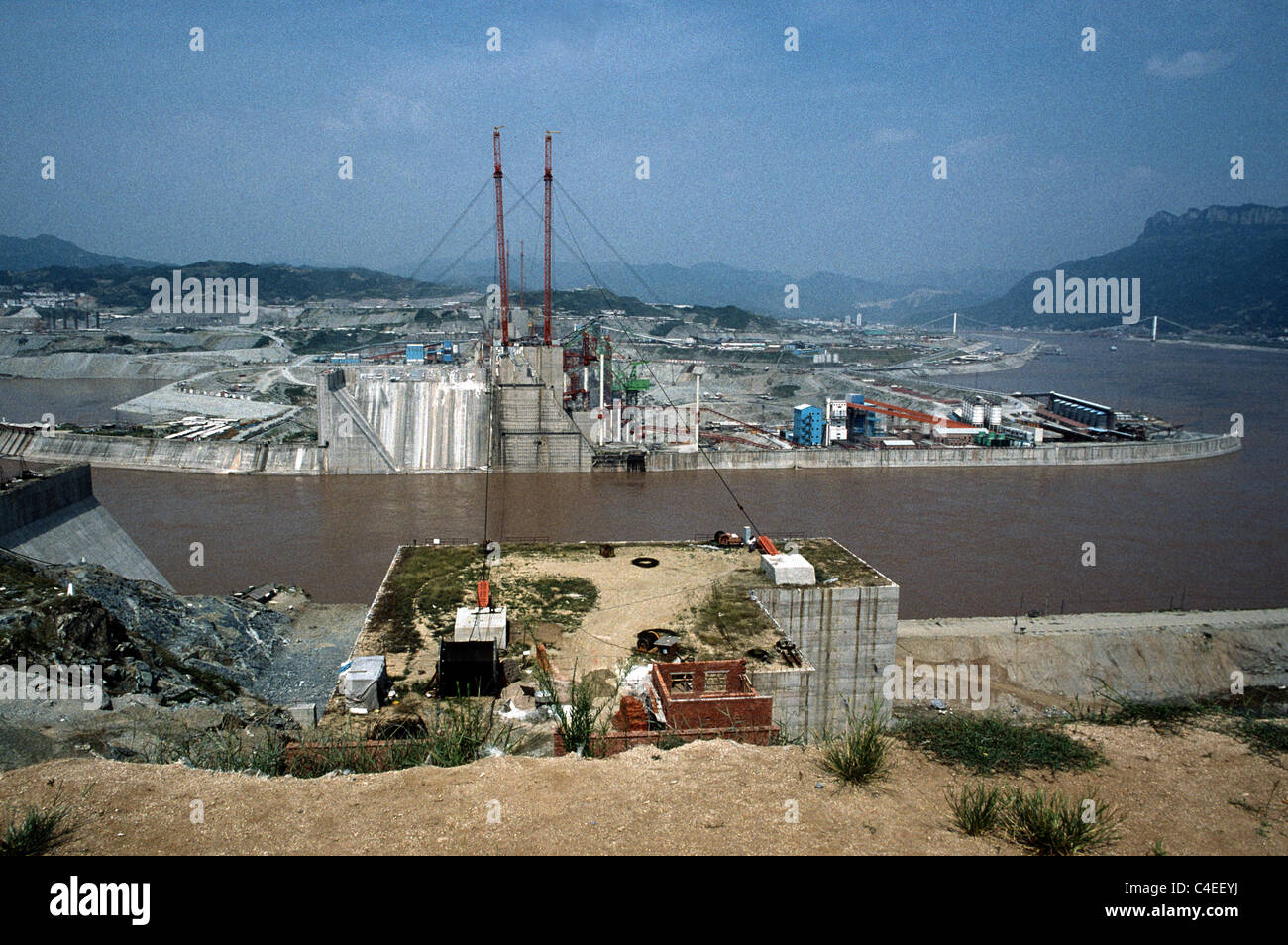 Three Gorges Dam project at River YangZi, Sandouping, near Yichang ...