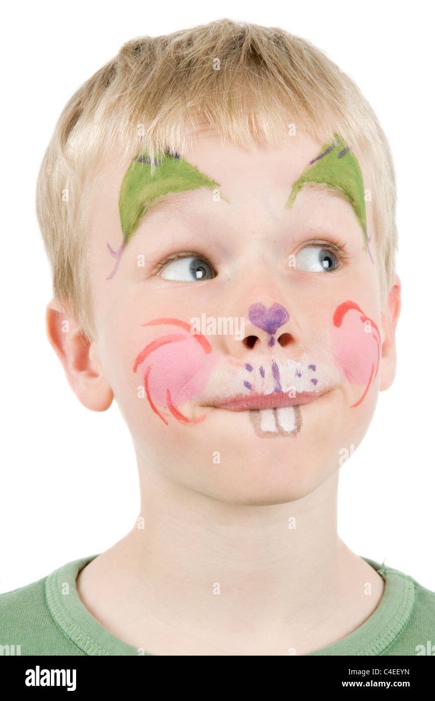 Child with his face painted as a rabbit Stock Photo - Alamy