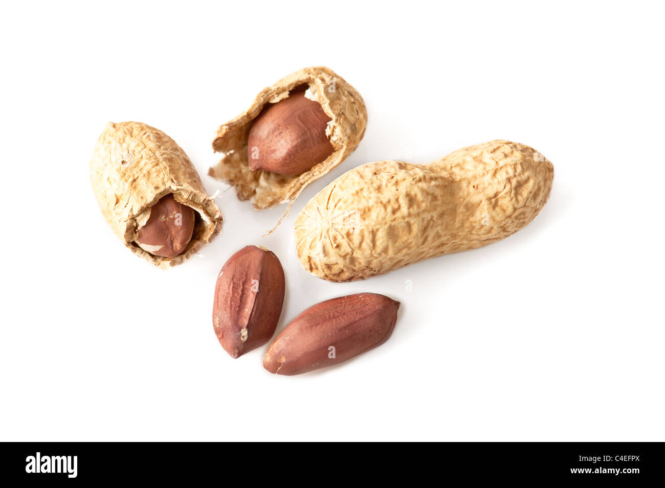 Group of peanuts over white background Stock Photo - Alamy
