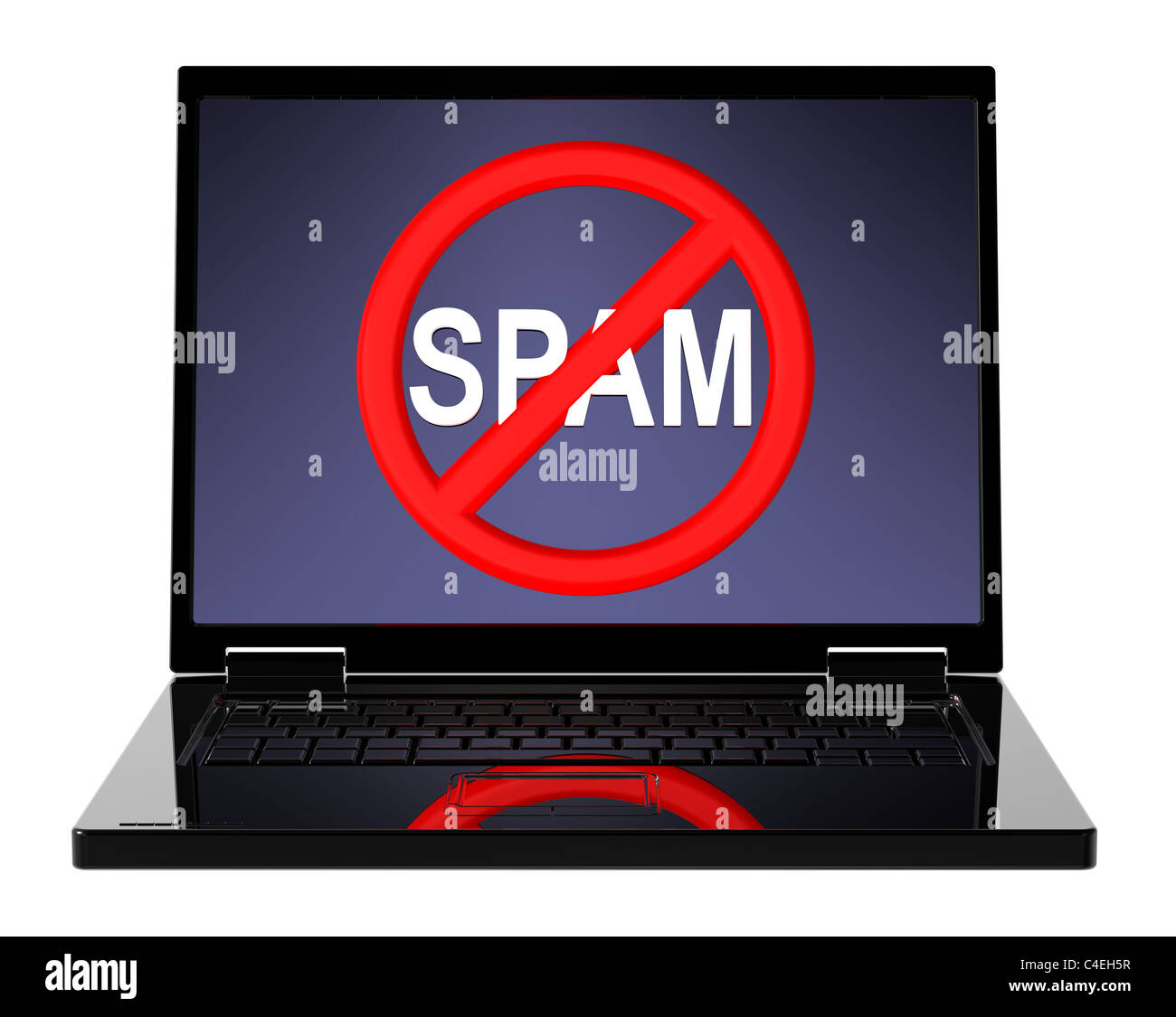 No spam sign on laptop screen Stock Photo - Alamy