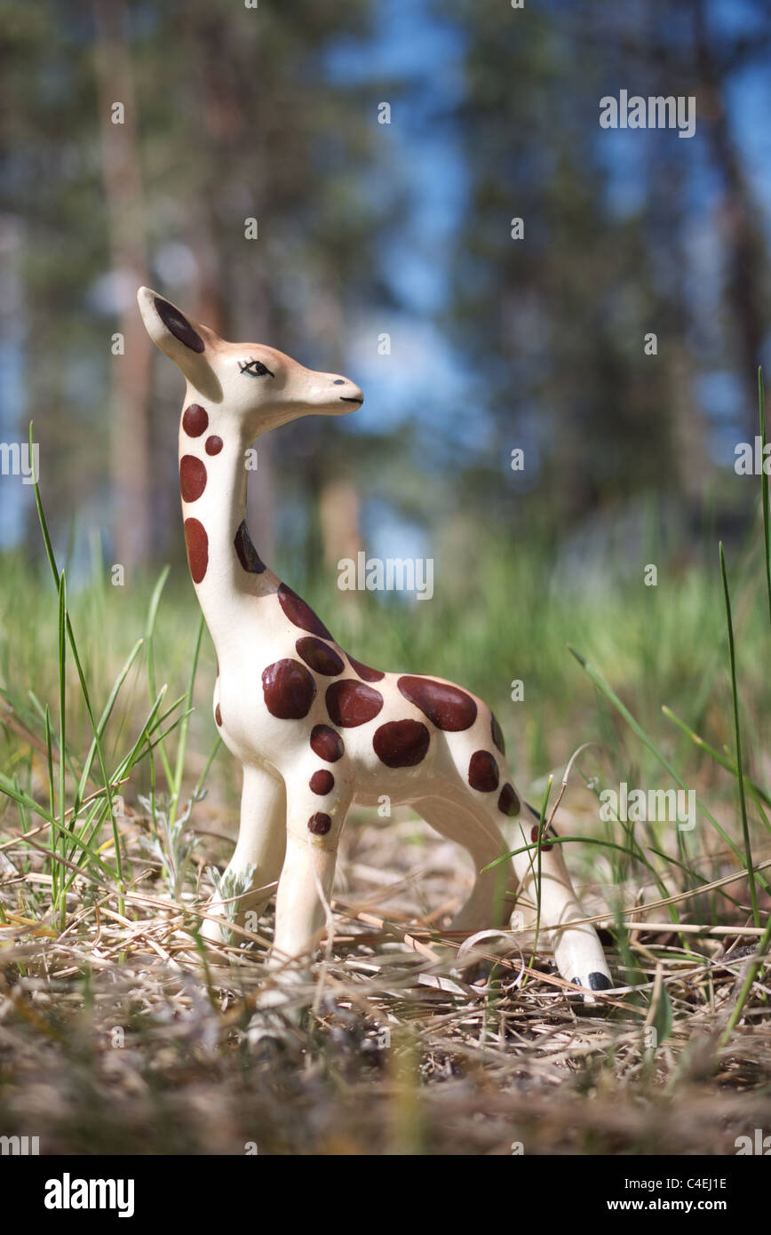 SMALL CERAMIC GIRAFFE IN THE WOODS Stock Photo - Alamy