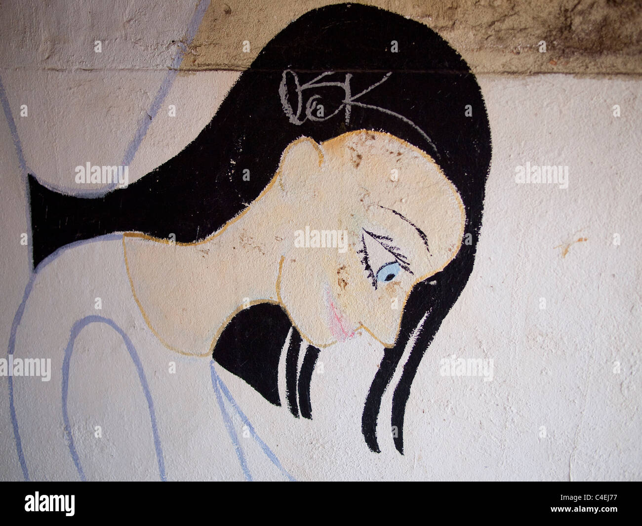 Lady's Face Wall Mural Stock Photo - Alamy