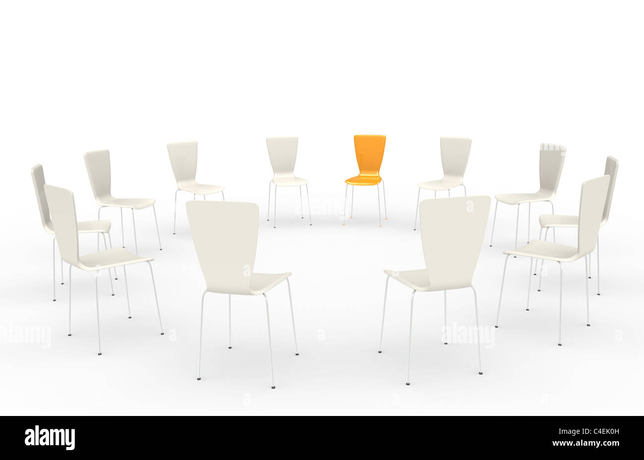 Chairs in a circle. Front view Stock Photo - Alamy