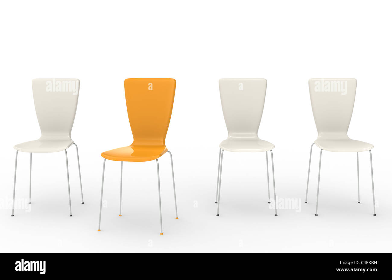 Chairs in a row, one Orange Stock Photo - Alamy