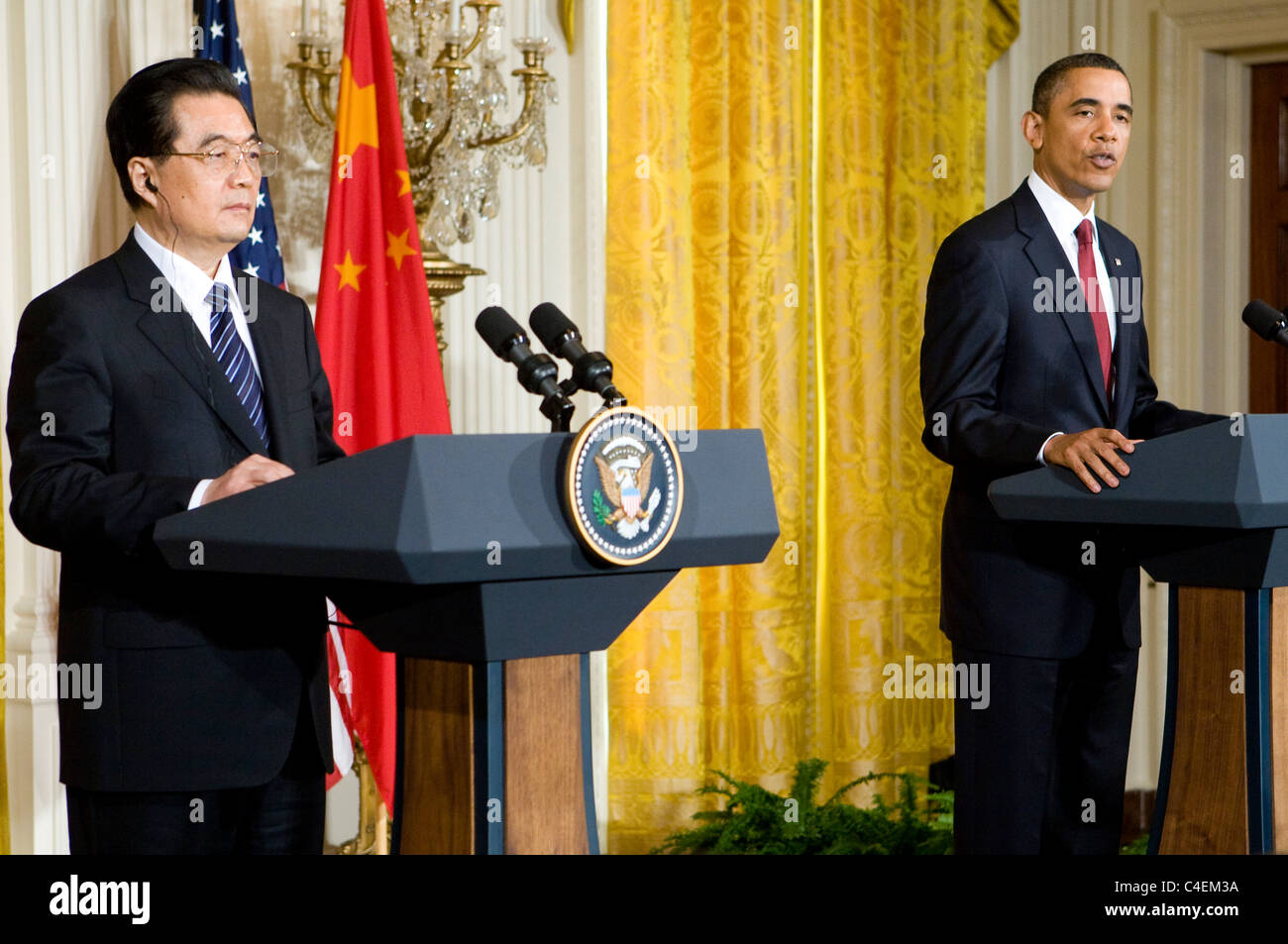 President Barack Obama and Chinese Prime Minister Hu Jintao participate ...