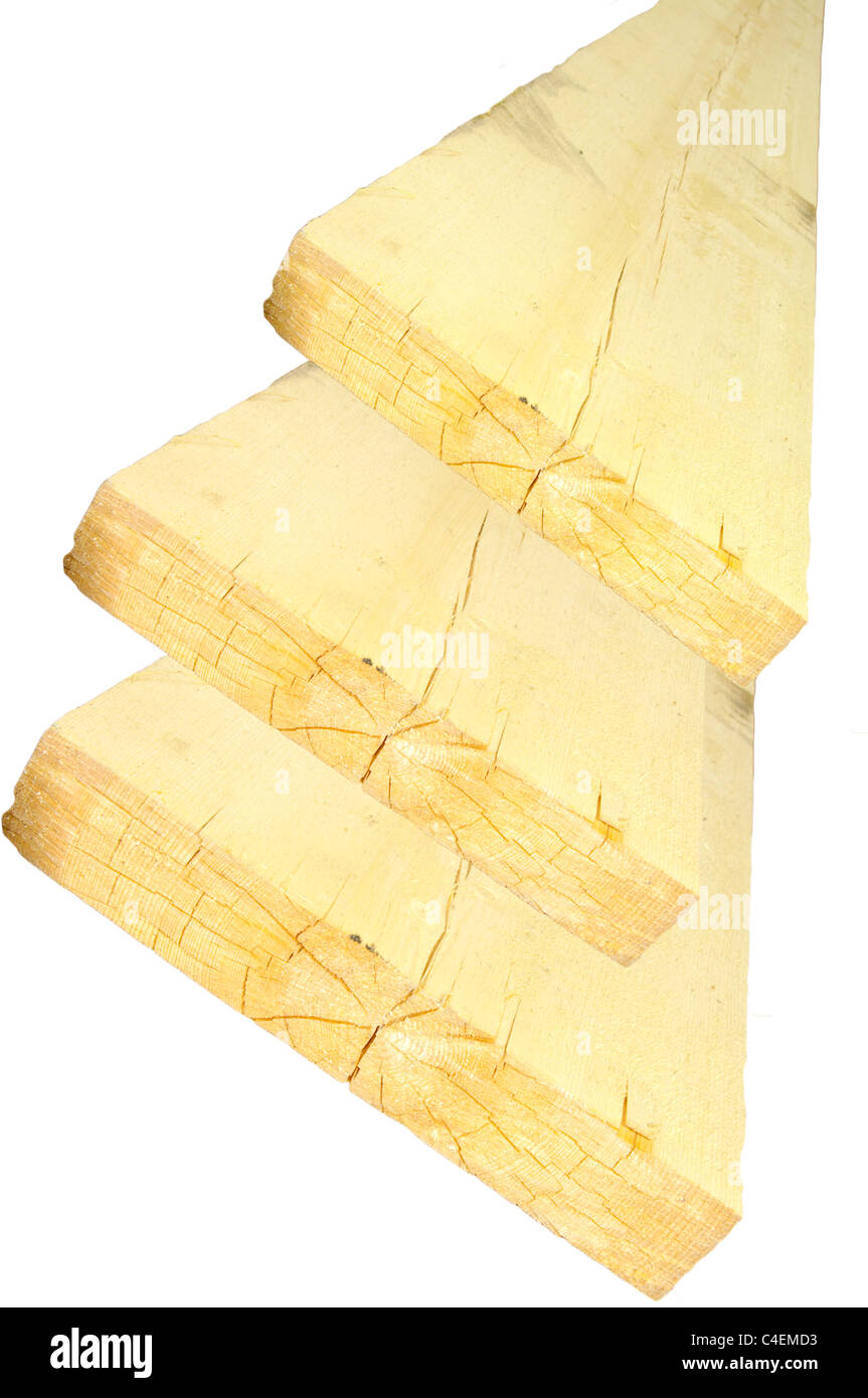 To saw boards one on one on a white background Stock Photo - Alamy