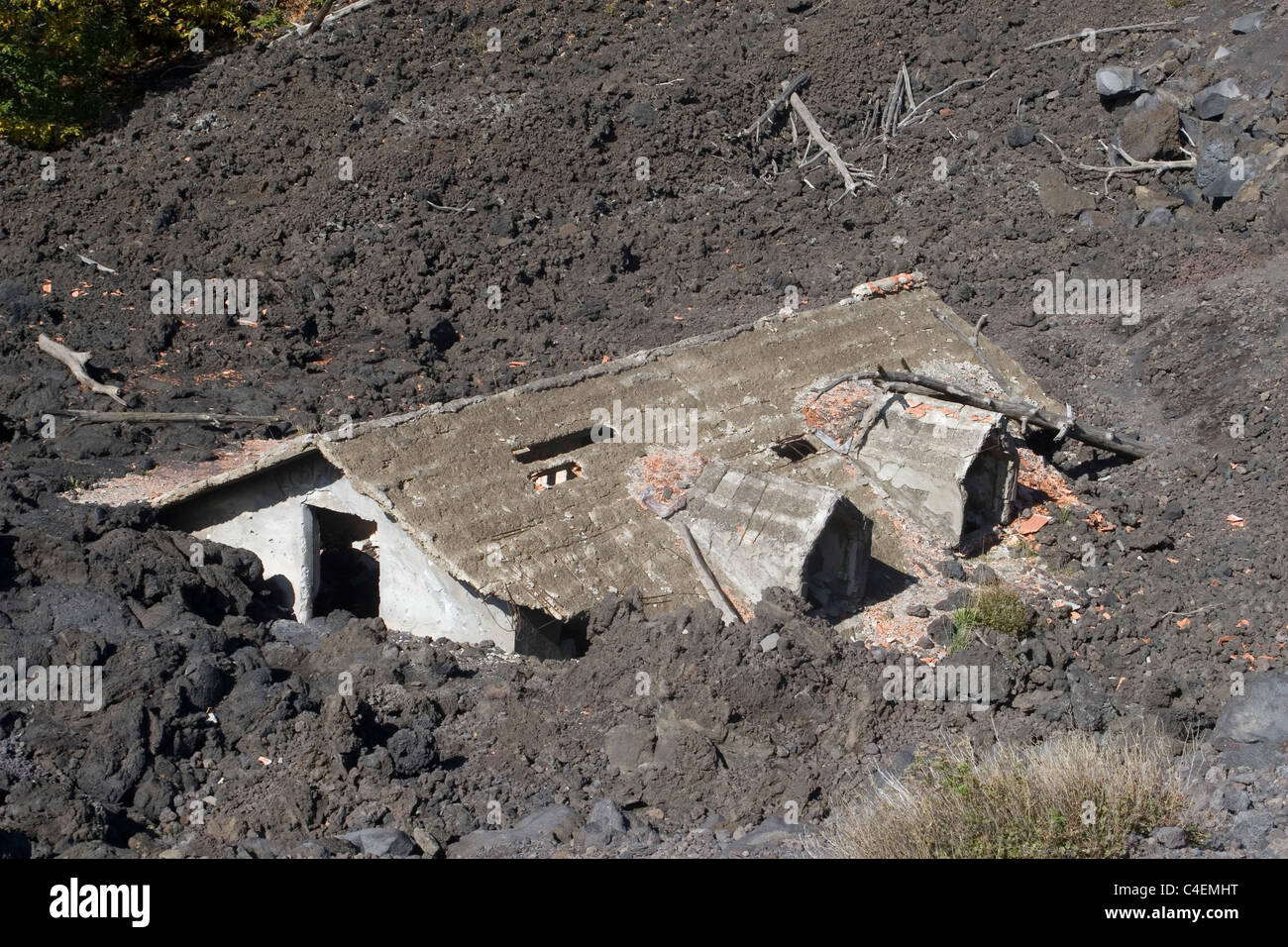 Lava flows from an eruption of Mount Etna almost completely buried a ...