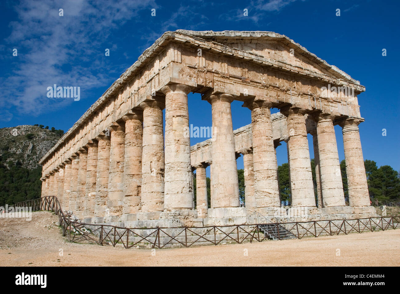 Greek temple from 430BC with 36 doric limestone columns.Segesta, Sicily ...