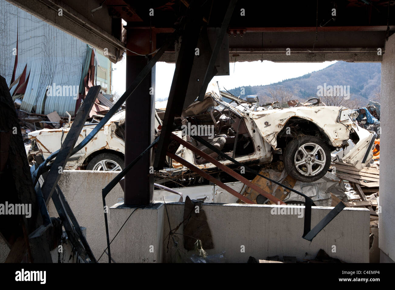 Damage and debris caused by the March 11th earthquake and tsunami, in ...