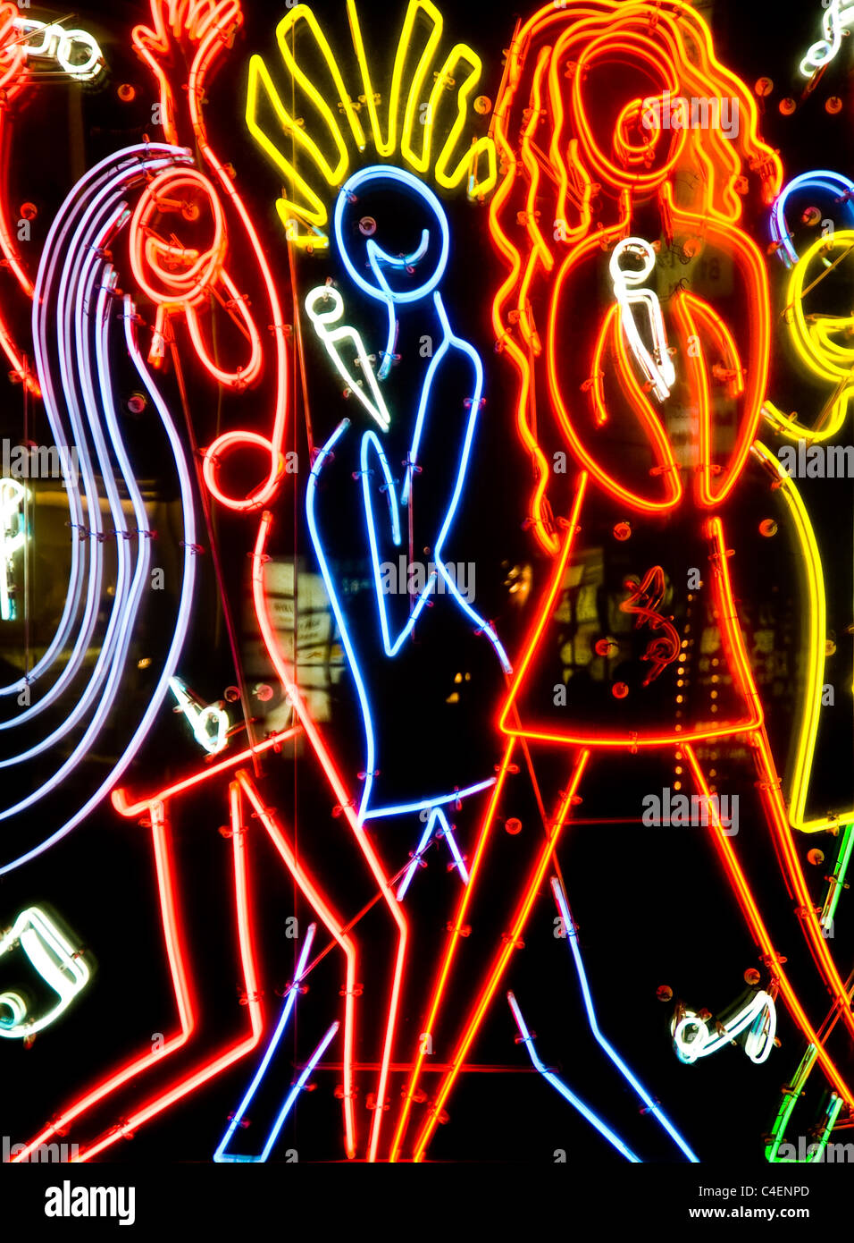 Detail of neon sign at night Shibuya district Tokyo,Japan Stock Photo ...