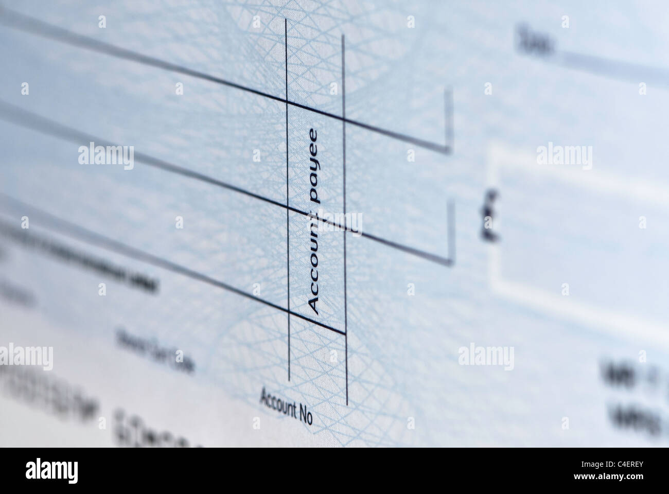 Close up of a cheque with the words 'account payee' visible Stock Photo ...