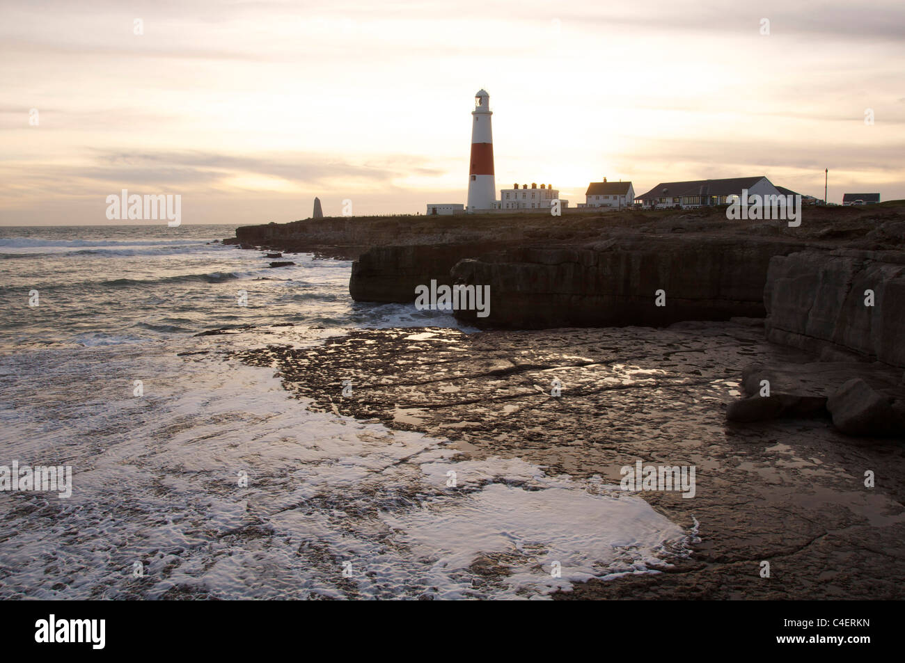 The Trinity House Lighthouse at Portland Bill, on the Isle of Portland ...