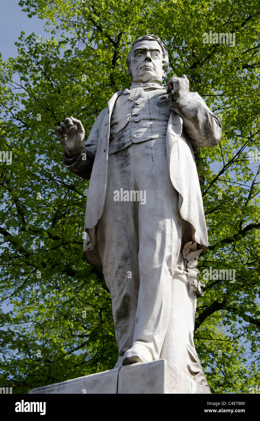 Statue of George Leeman, railway engineer in York City Centre, England ...