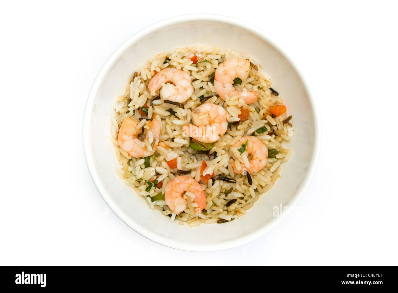 Thai prawn and rice dish isolated over white Stock Photo - Alamy