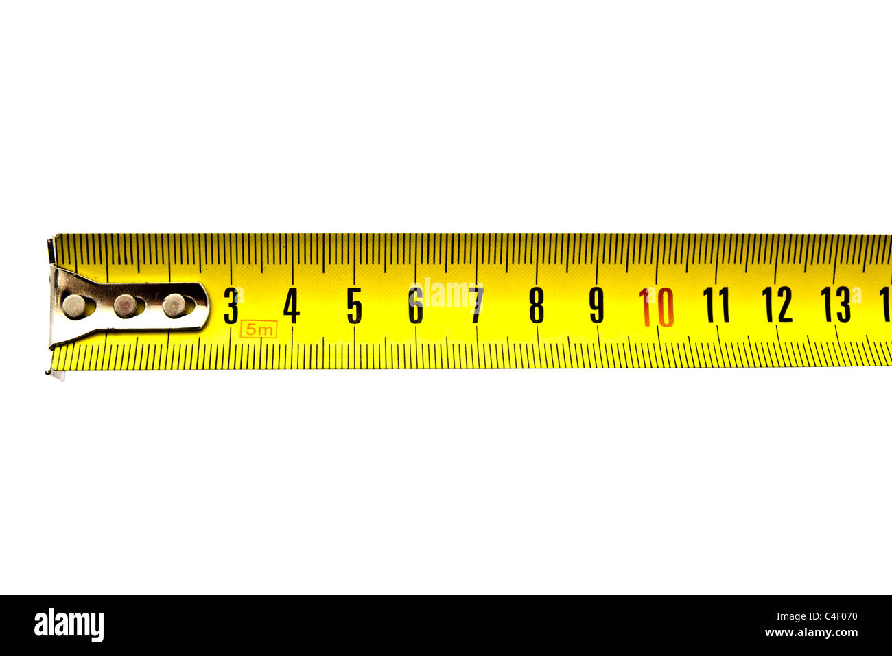 Yellow tape measure isolated on white background Stock Photo - Alamy