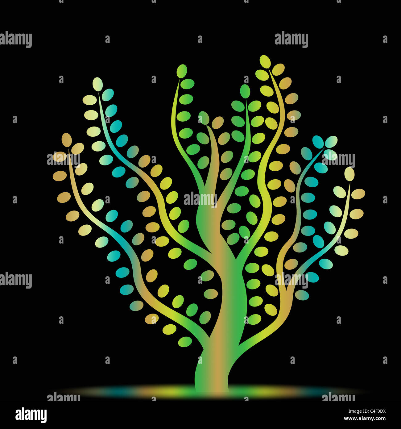 Beautiful abstract art tree on black background Stock Photo - Alamy