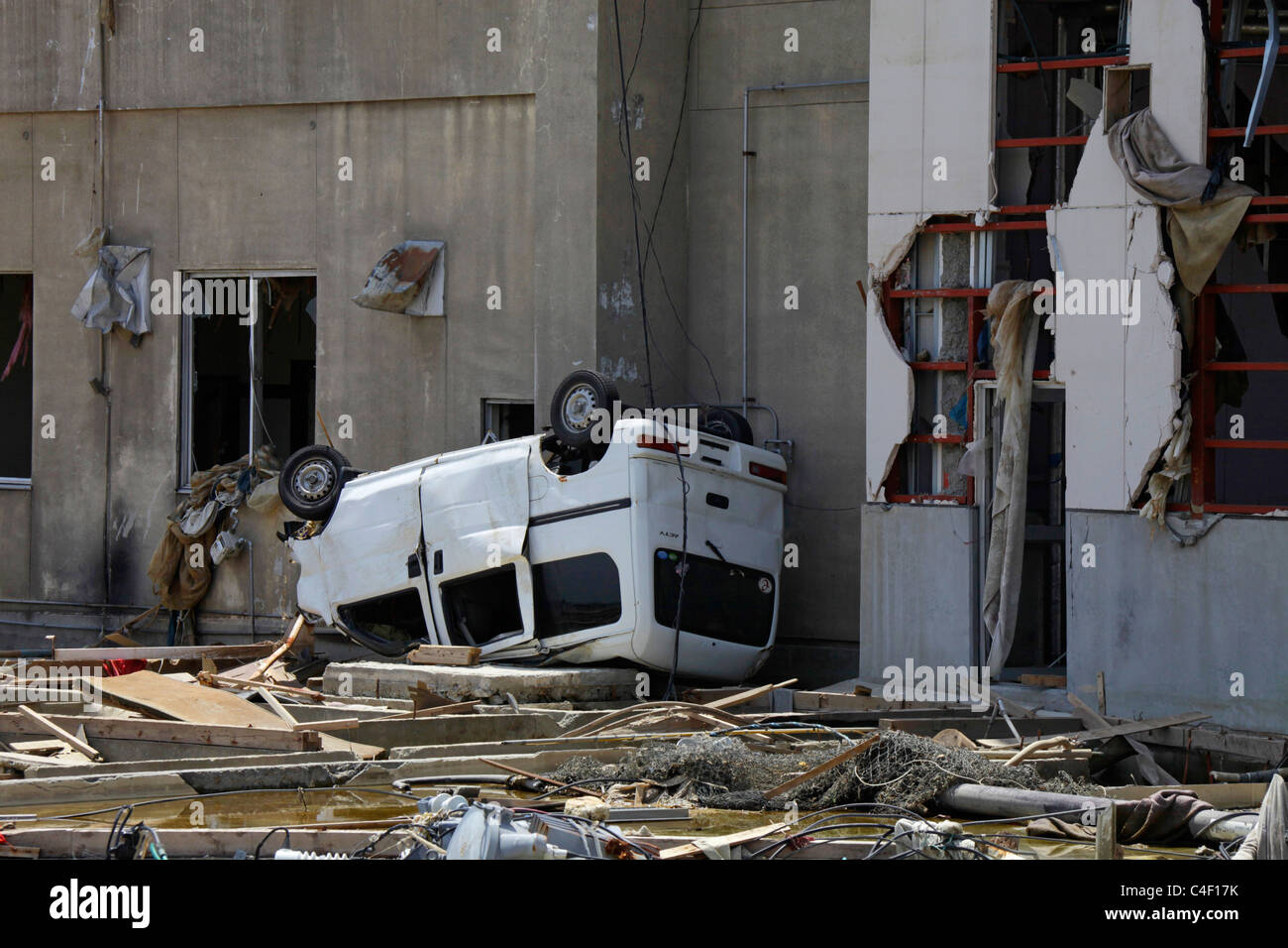 A motor car destroyed by Tsunami 11th March 2011 Stock Photo - Alamy
