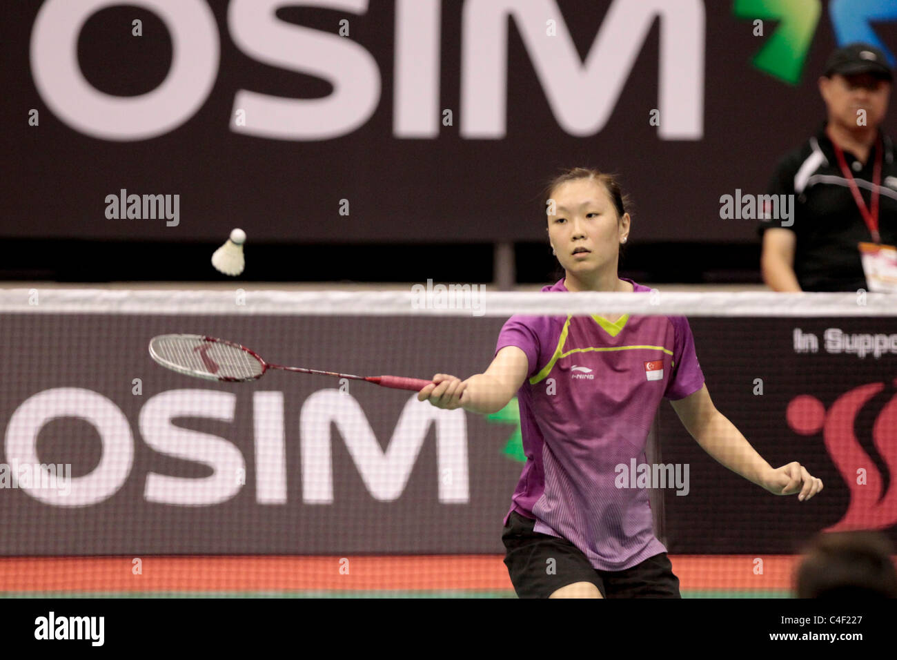Zhang Beiwen of Singapore during the Women's Singles Qualification of the Li-Ning Singapore Open ...