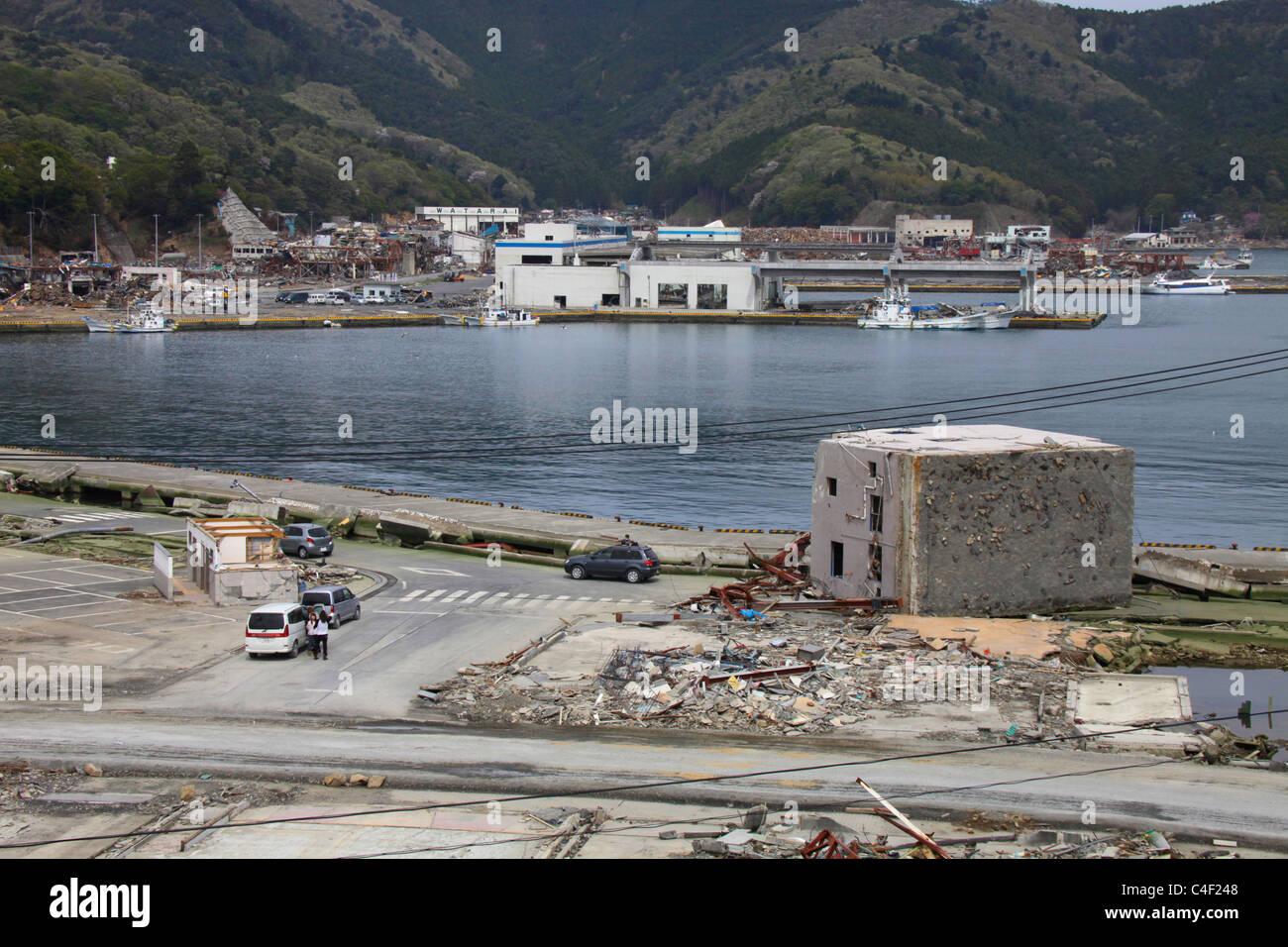 A building knocked over tsunami at Onagawa Miyagi Japan Stock Photo - Alamy