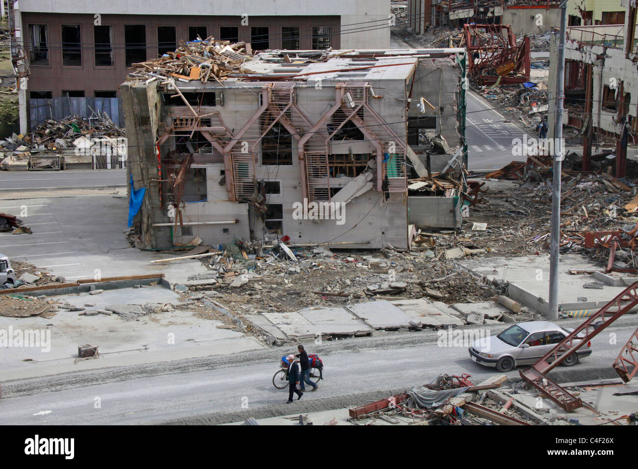 Building knocked over tsunami onagawa hi-res stock photography and ...