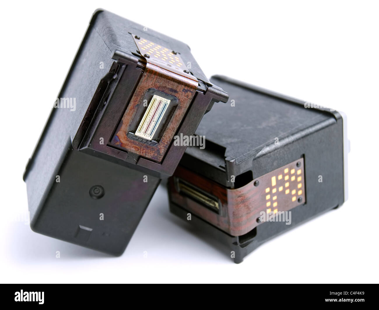 Two empty ink cartridges on a white background Stock Photo - Alamy