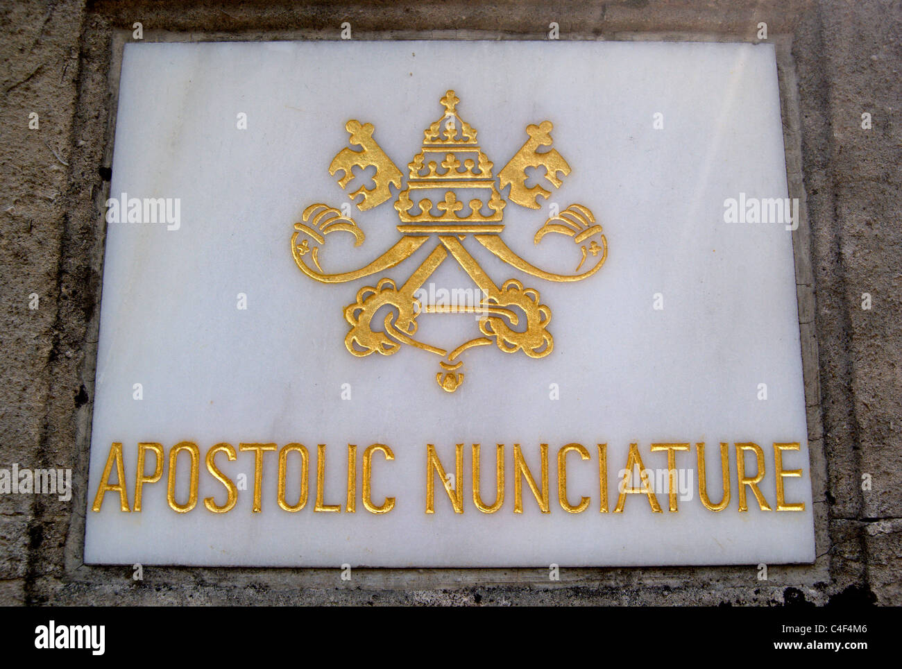 gatepost name sign for the apostolic nunciature, wimbledon, southwest ...