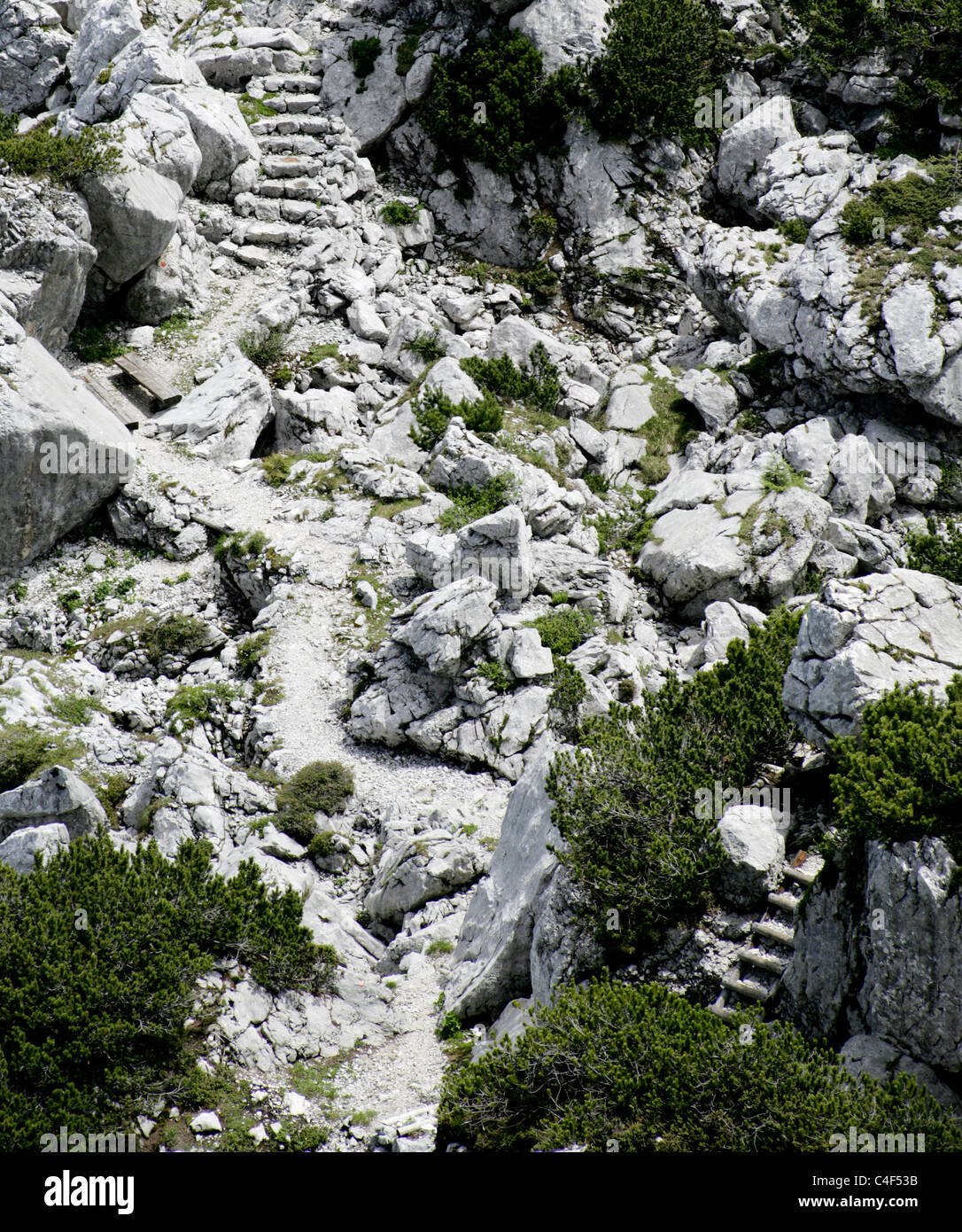 Apline mountain path hewn into the rock Stock Photo - Alamy
