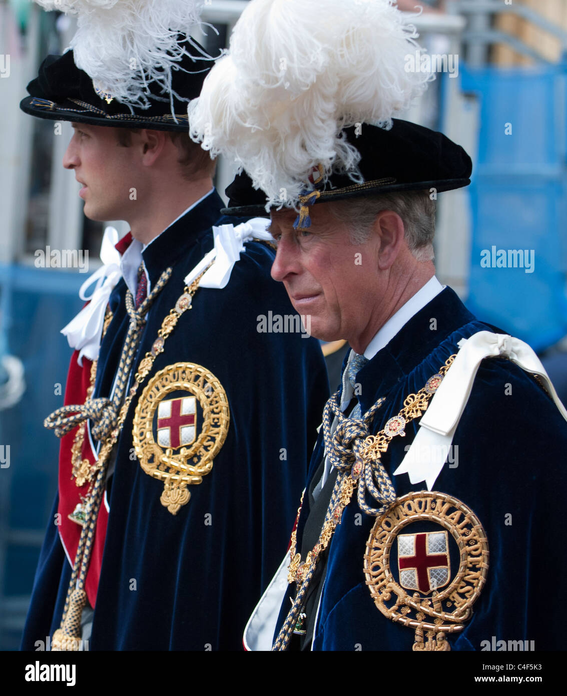 HRH Duke of Cambridge and HRH Prince of Wales are walking in The Garter ...