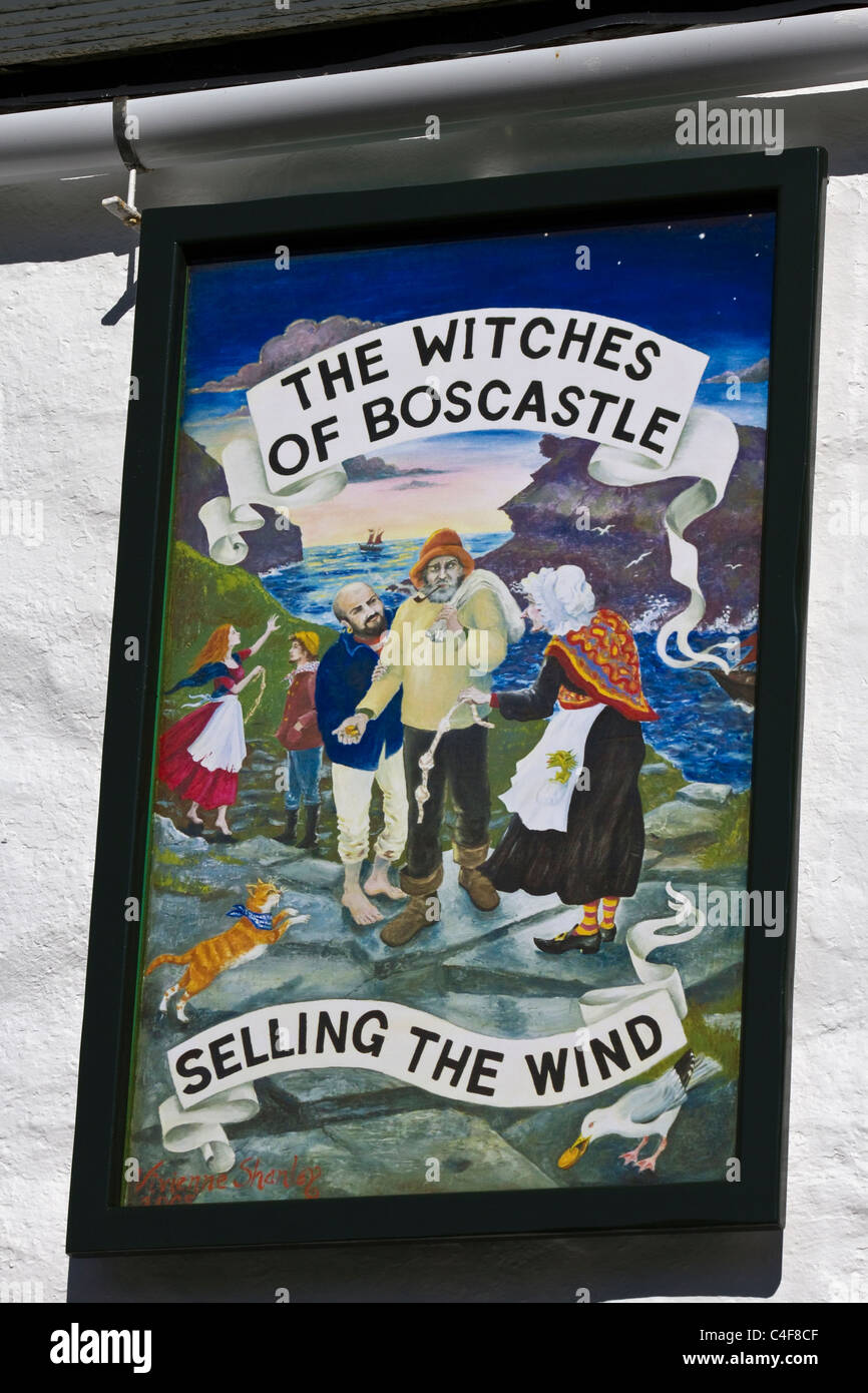 The witches of Boscastle; Selling the wind. Painting outside of the ...