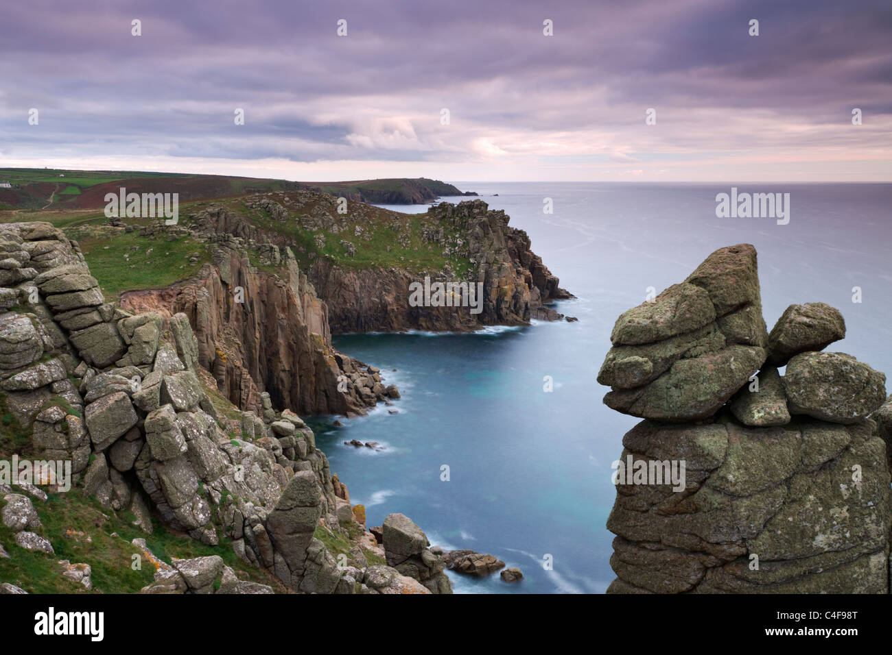 Looking across Zawn Trevilley from the clifftops at Pordenack Point ...