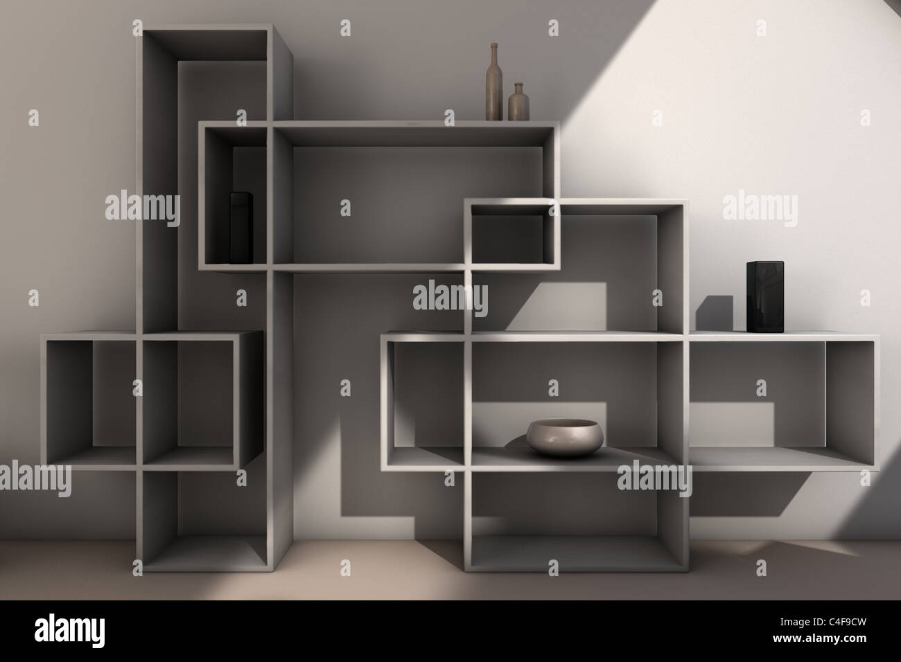 modern designed bookcase Stock Photo - Alamy