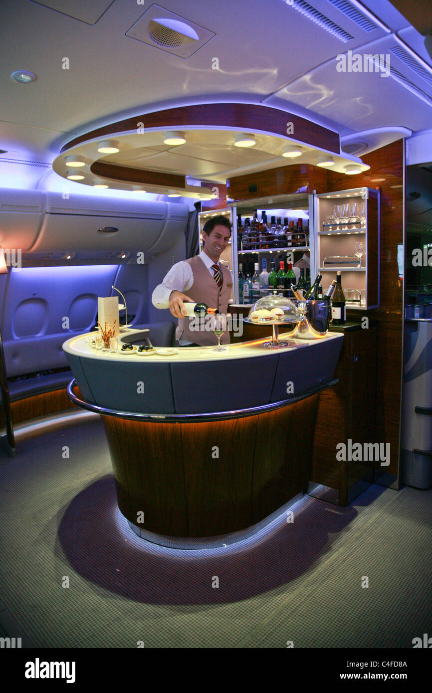 Emirates airline A380 business class first class Stock Photo - Alamy