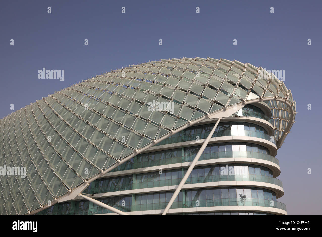 Grid Shell of the Yas Marina Hotel in Abu Dhabi Stock Photo - Alamy