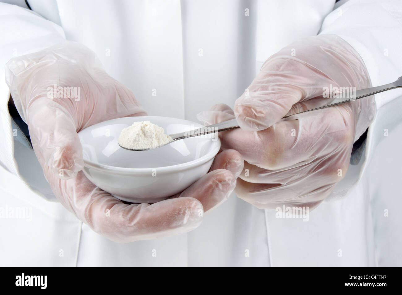 white powder is investigated in the food laboratory Stock Photo - Alamy