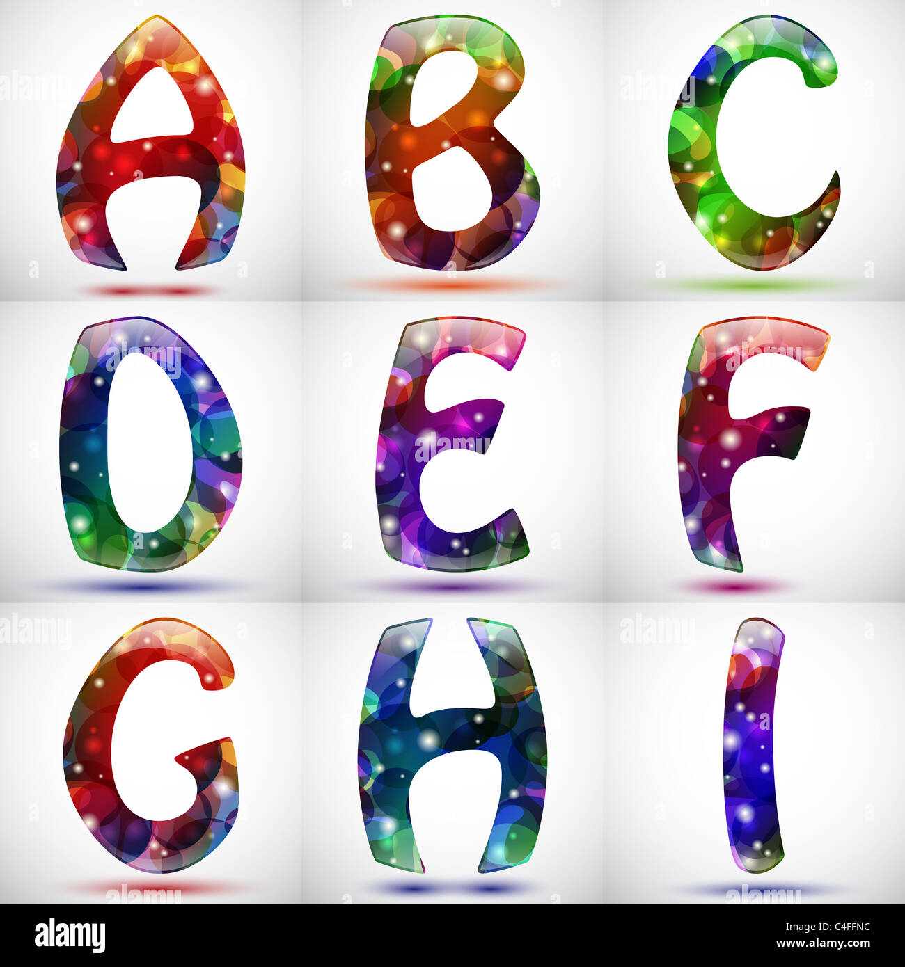 Set of nine shiny letters Stock Photo - Alamy