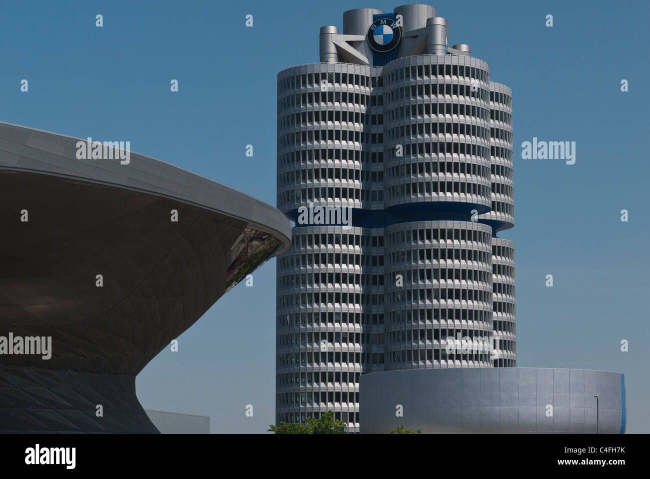 A distant detail of BMW world headquarters known as the BMW ...