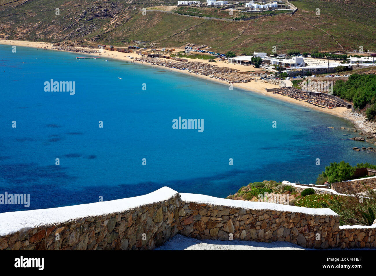 Elia Bay and Beach Mykonos Aegean Sea Cyclades Island Greeece EU ...