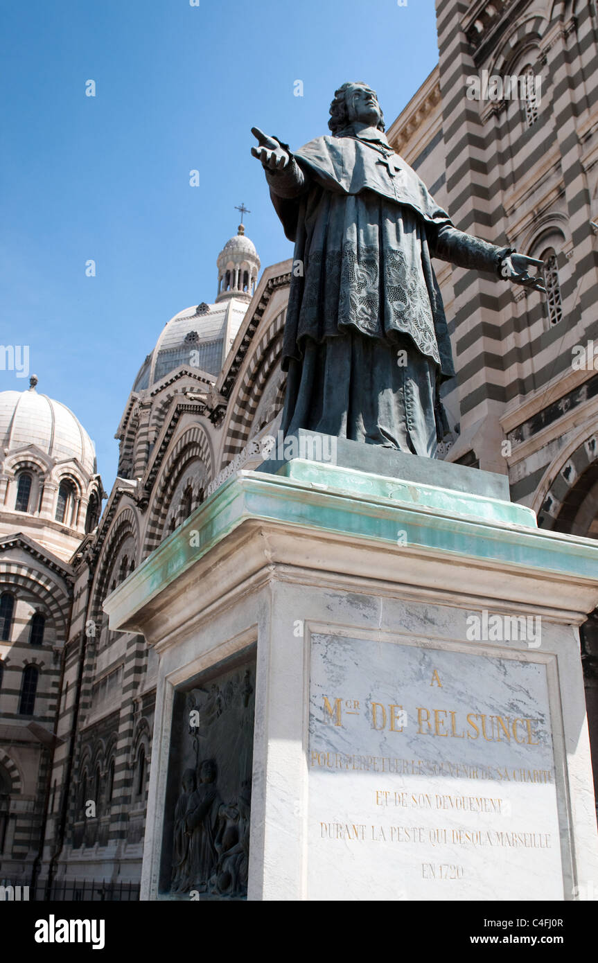 Mgr. Belsunce's statue, Cathedral La Major, Marseille Stock Photo - Alamy