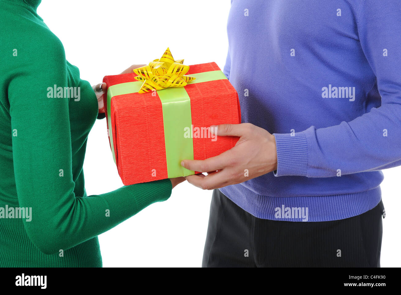 man holding present Stock Photo - Alamy