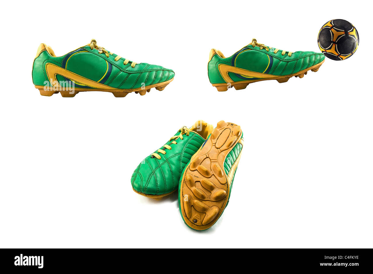 cleats and ball isolated on a white background Stock Photo - Alamy