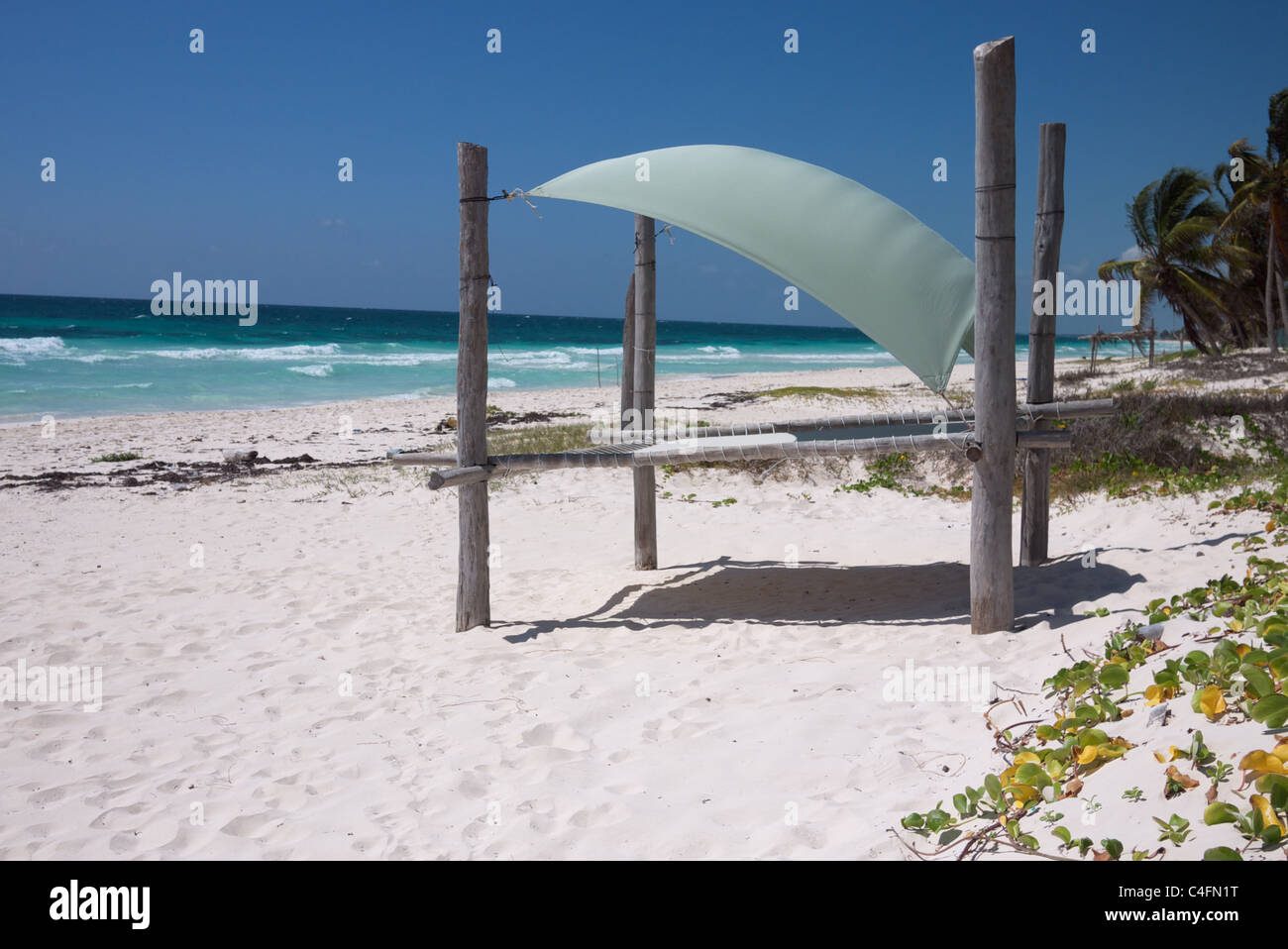 Beach bed in Tulum Stock Photo - Alamy