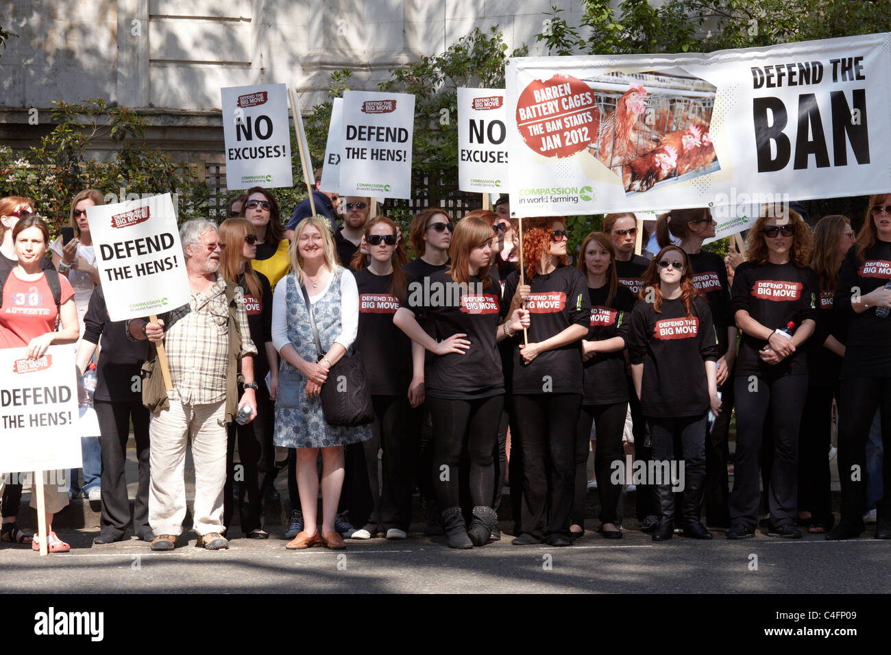 Activists from Compassion in World Farming stage a protest about ...