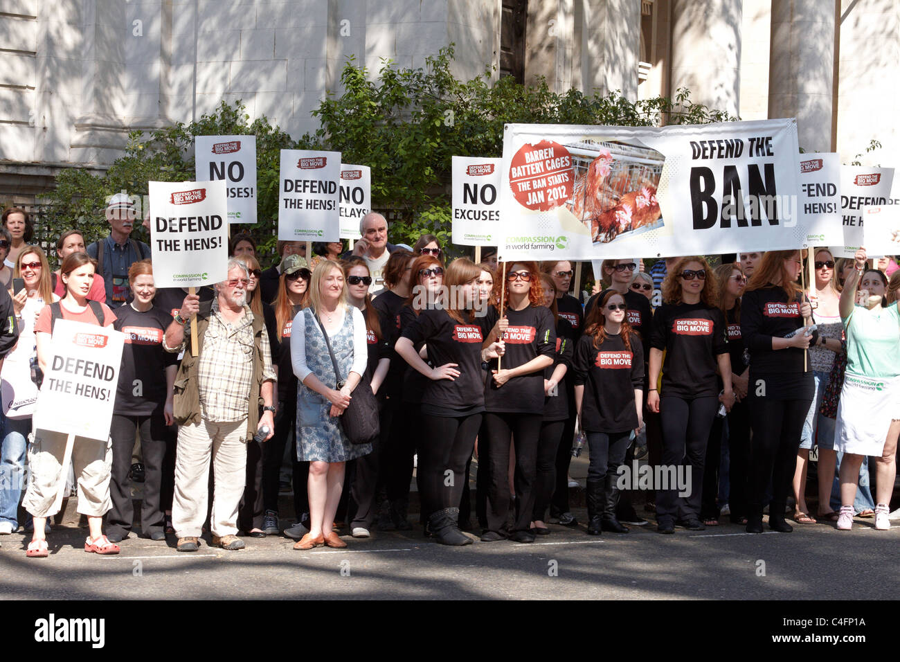 Activists from Compassion in World Farming stage a protest about ...